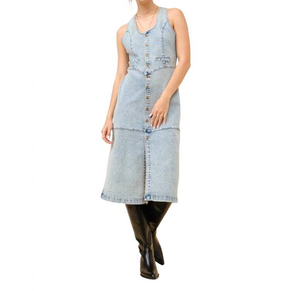blue b | Dresses | New Blue B Denim Sleeveless Dress In Washed Blue ...